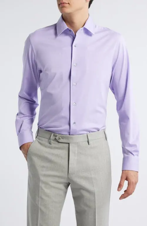 Zanella Lord Solid Knit Cotton Blend Dress Shirt - Lavender