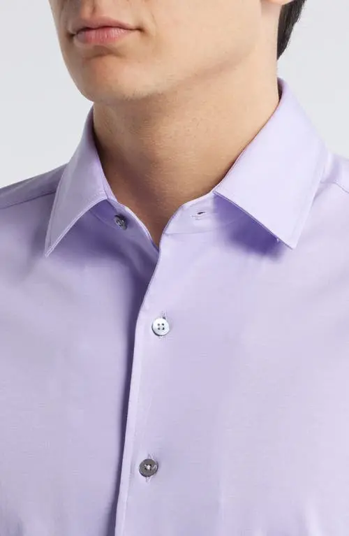 Zanella Lord Solid Knit Cotton Blend Dress Shirt - Lavender