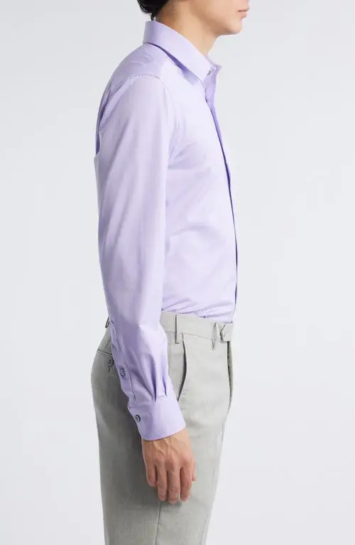Zanella Lord Solid Knit Cotton Blend Dress Shirt - Lavender