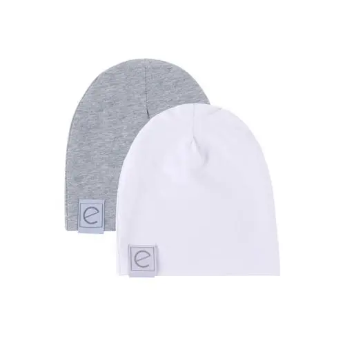 ELY'S & CO. Jersey Cotton Beanie Set - Heather Grey & White