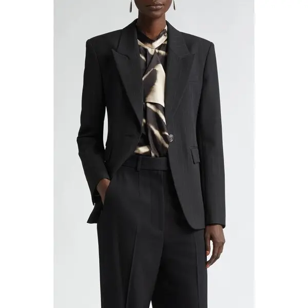 St. John Pinstripe One-button Blazer