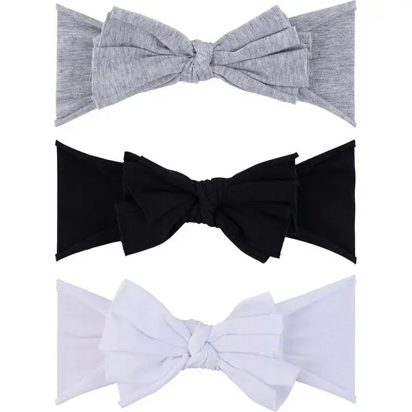 ELY'S & CO. 3-pack Headband Set - Onyx/ Heather Grey & White