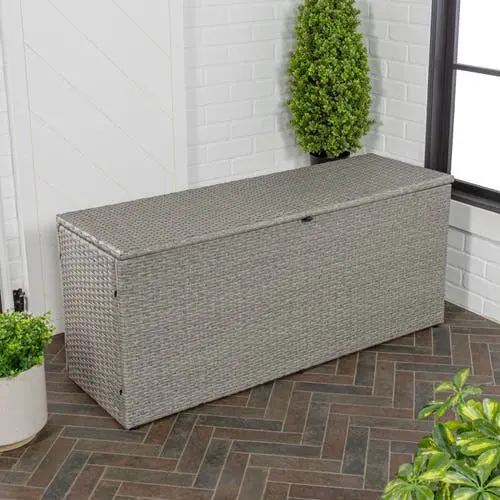 HAPPIMESS Nino Modern Minimalist Outdoor Faux Wicker Deck And Patio Storage Box - Gray