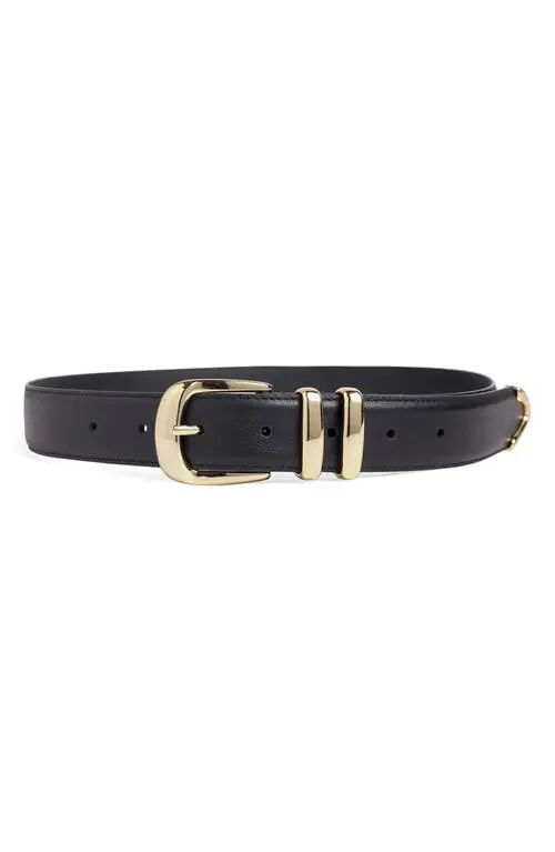 FAVORITE DAUGHTER The Jordan Leather Belt - Black / Gold
