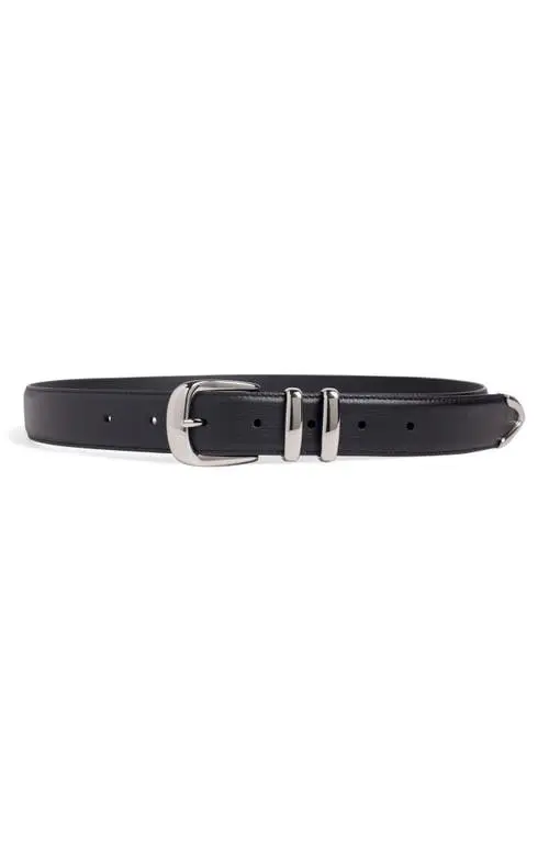 FAVORITE DAUGHTER The Jordan Leather Belt - Black / Nickel