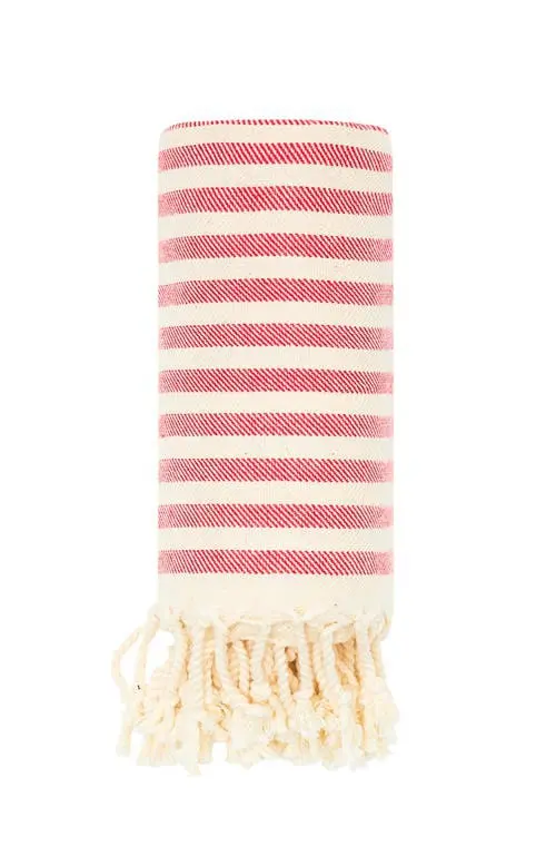 SUNKISSED Sand Free Beach Towelstriped - Bermuda Red