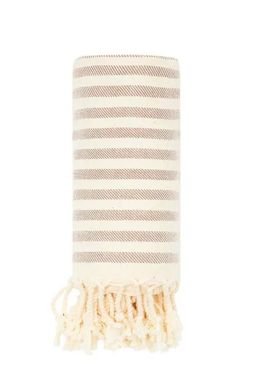 SUNKISSED Sand Free Beach Towelstriped - Seychelles Beige