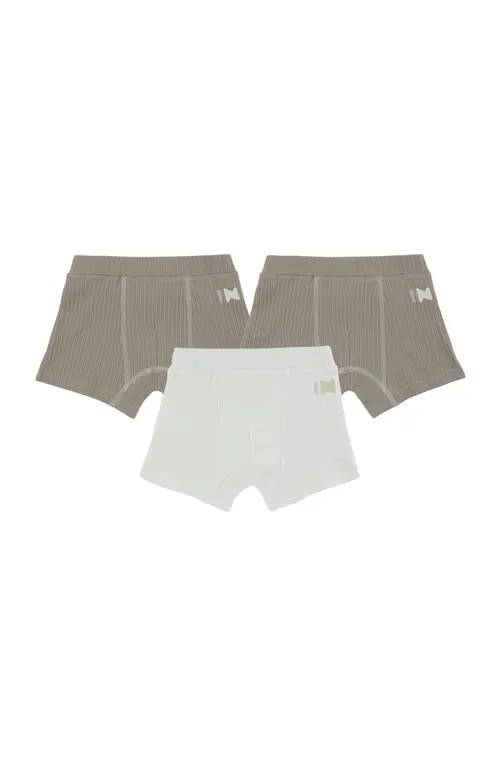 NOGGIWEAR Ribbed Boxers - Ribbed Taupe + White