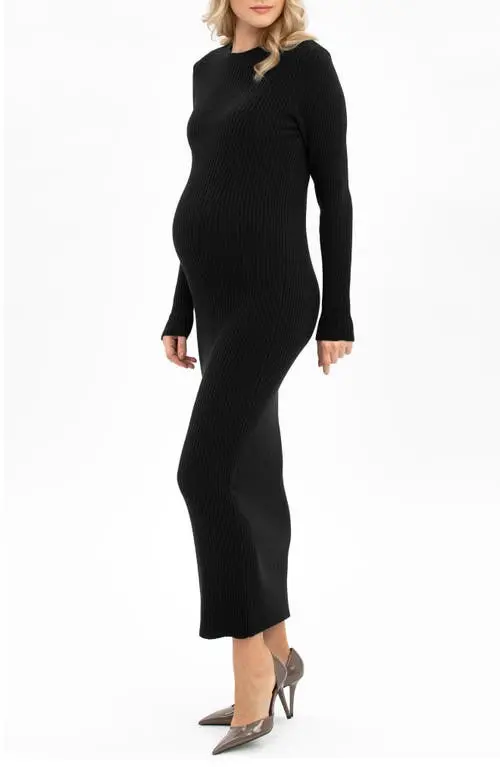 PIETRO BRUNELLI Long Sleeve Rib Midi Sweater Dress