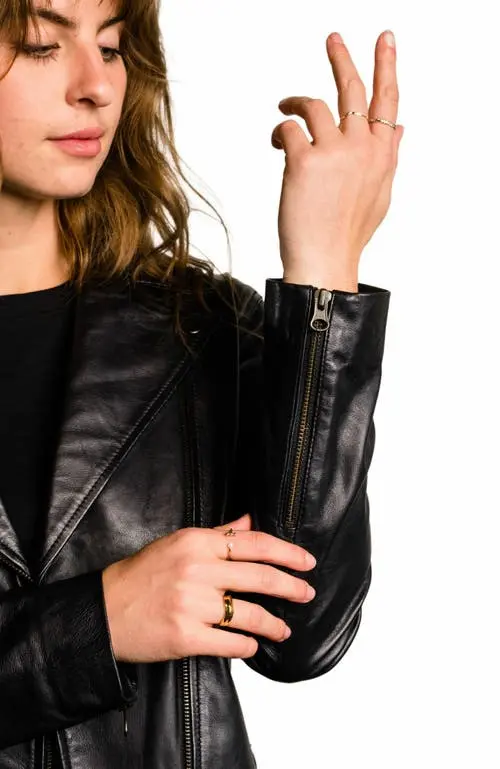 ABLE Maha Leather Moto Jacket - Black