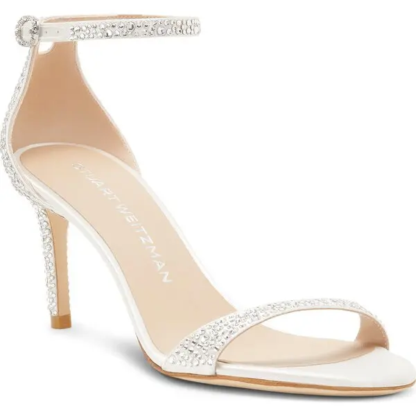 STUART WEITZMAN Nudist Shine 75 Sandal - Clear/ Cream
