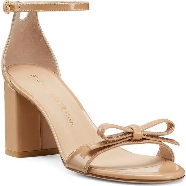 STUART WEITZMAN Nudist Felicity Block 75 Sandal - Adobe
