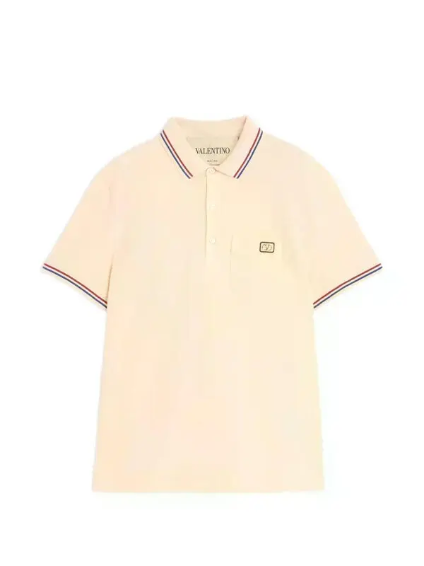 Valentino Garavani Cotton Piqué Polo Shirt With Vlogo Patch - Neutrals