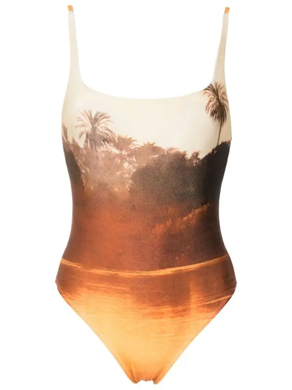 LENNY NIEMEYER Graphic-print One-piece Swimsuit - Brown