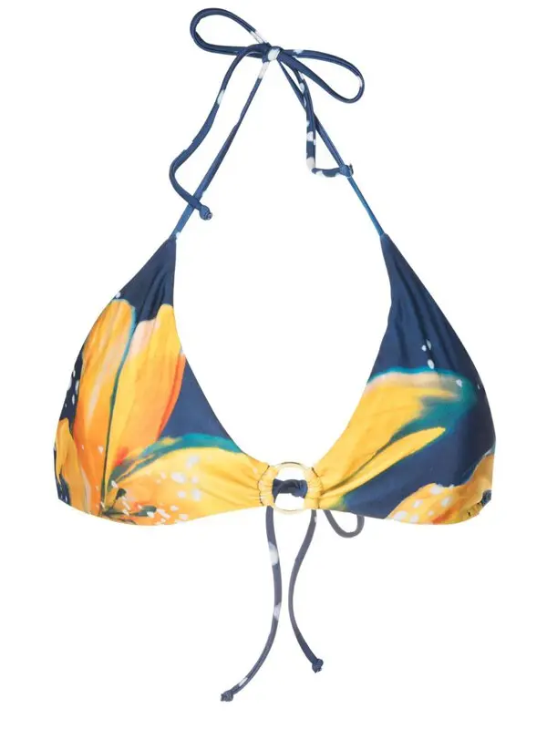 LENNY NIEMEYER Floral-print Triangle Bikini Top - Blue