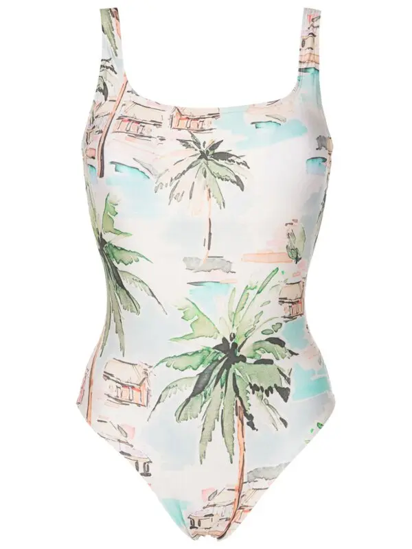 LENNY NIEMEYER Graphic-print Swimsuit - Neutrals