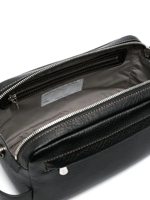 Brunello Cucinelli Leather Wash Bag - Black