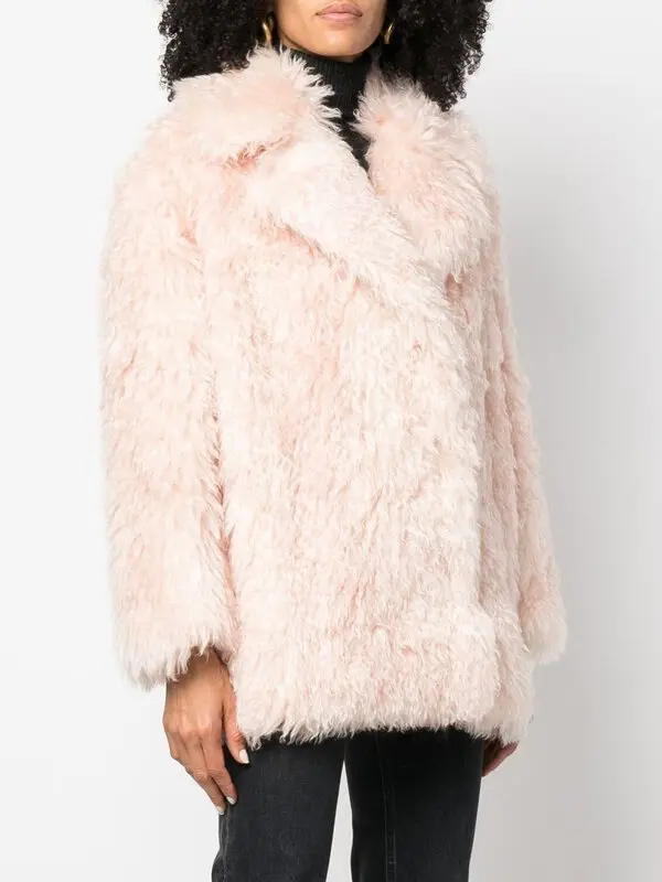 Lanificio Becagli Faux Fur Overcoat - Pink