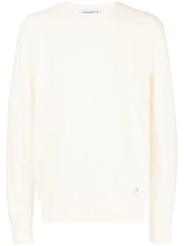 DEPARTMENT 5 Distressed-hem Crew-neck Jumper - White