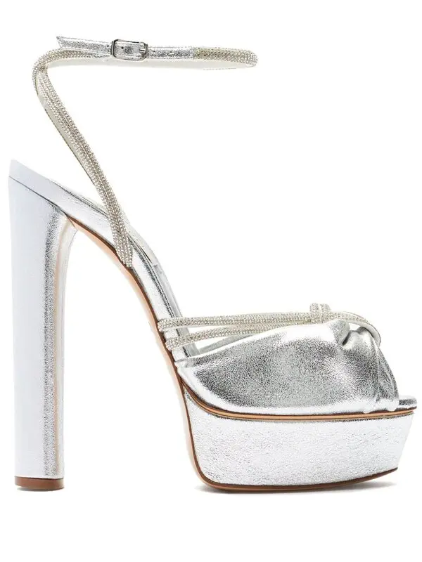 Casadei 140mm Taylor Flora Wonder Platform Sandals - Silver