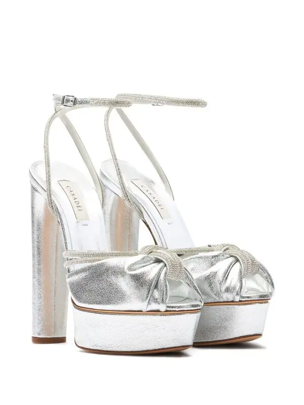 Casadei 140mm Taylor Flora Wonder Platform Sandals - Silver
