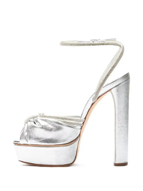 Casadei 140mm Taylor Flora Wonder Platform Sandals - Silver