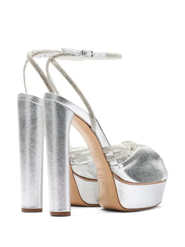 Casadei 140mm Taylor Flora Wonder Platform Sandals - Silver