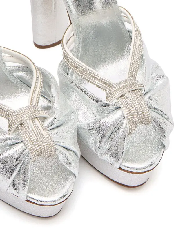 Casadei 140mm Taylor Flora Wonder Platform Sandals - Silver