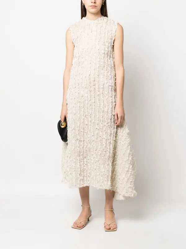 CALCATERRA Frayed-trim Midi Dress
