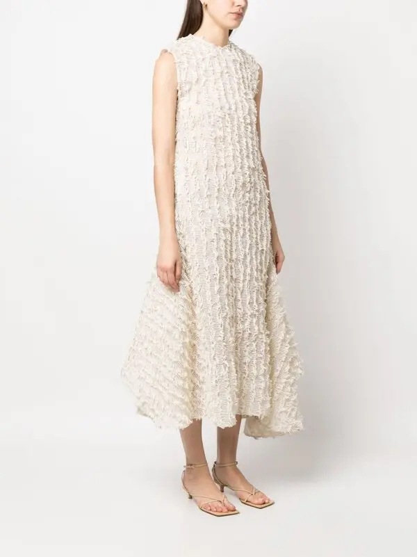 CALCATERRA Frayed-trim Midi Dress