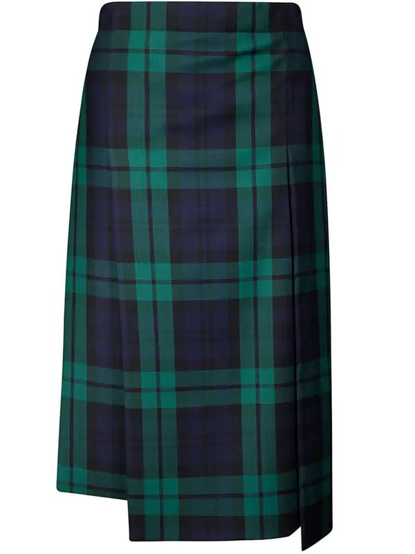 SETCHU Tartan Wool Midi Skirt