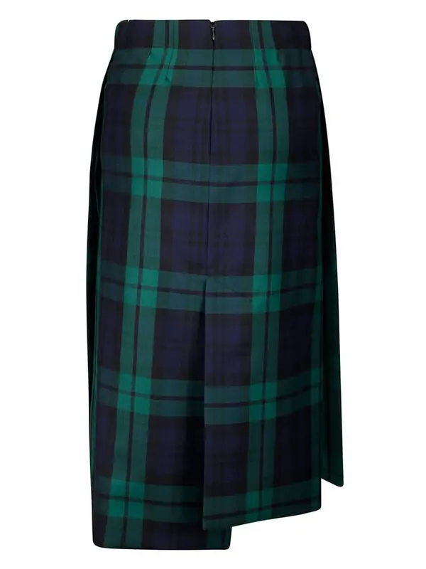 SETCHU Tartan Wool Midi Skirt
