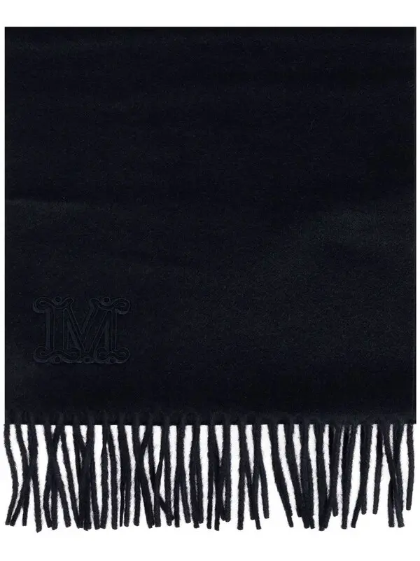 Max Mara Embroidered-logo Cashmere Scarf - Black