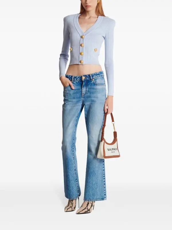 Balmain Engraved-button Cardigan - Blue
