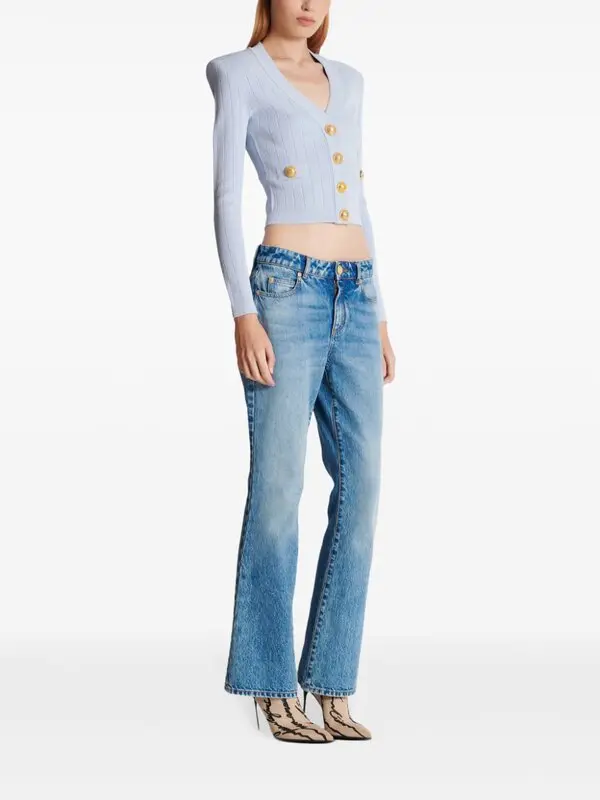Balmain Engraved-button Cardigan - Blue