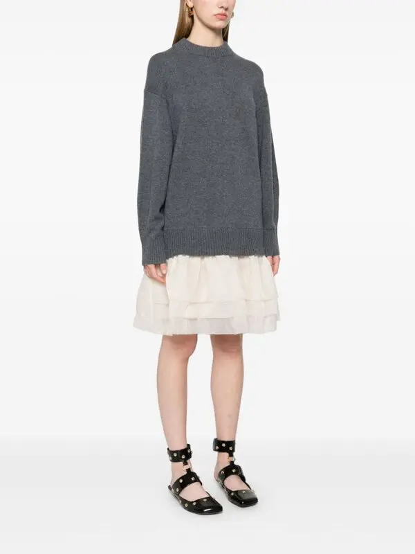maje wool and organza dual-fabric dress Wool and organza dual-fabric dress