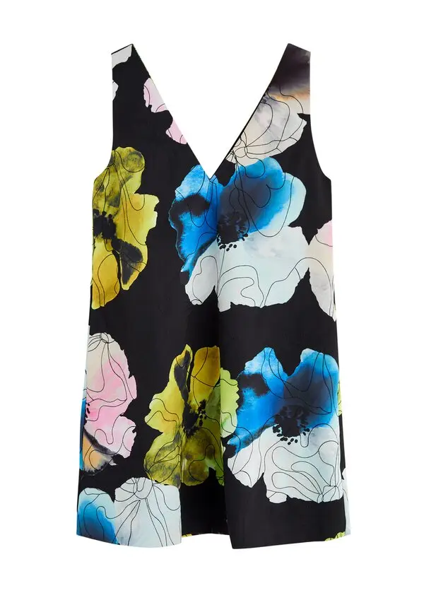 Stine Goya Floral-print Embroidered Satin Mini Dress - Multicoloured 1