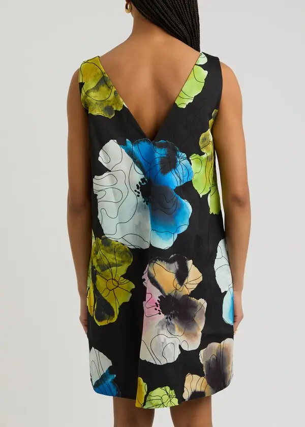 Stine Goya Floral-print Embroidered Satin Mini Dress - Multicoloured 1