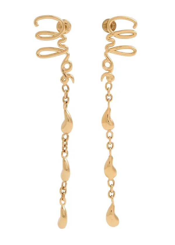 Chloé Logo Drop Earrings - Gold