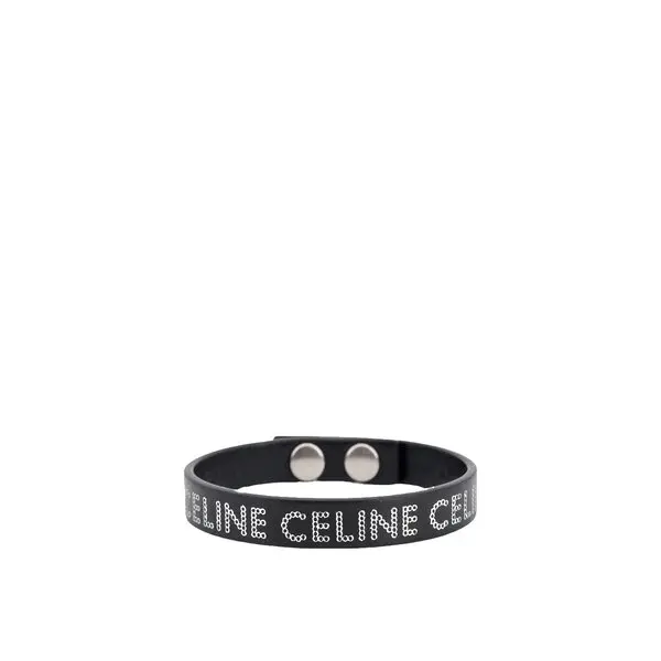 Celine Logo Leather Bracelet - Black