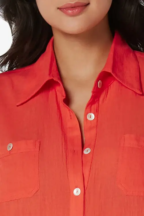 Helen Jon Camp Shirt Cover-up - Coral
