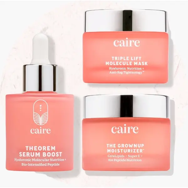 CAIRE BEAUTY Full Trio Skincare Set Theorem Serum Boost, Triple Lift Molecule Mask - Coral Pink