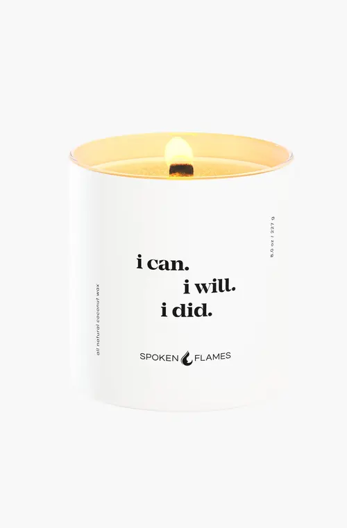 SPOKEN FLAMES I Can. I Will. I Did. Candle - White