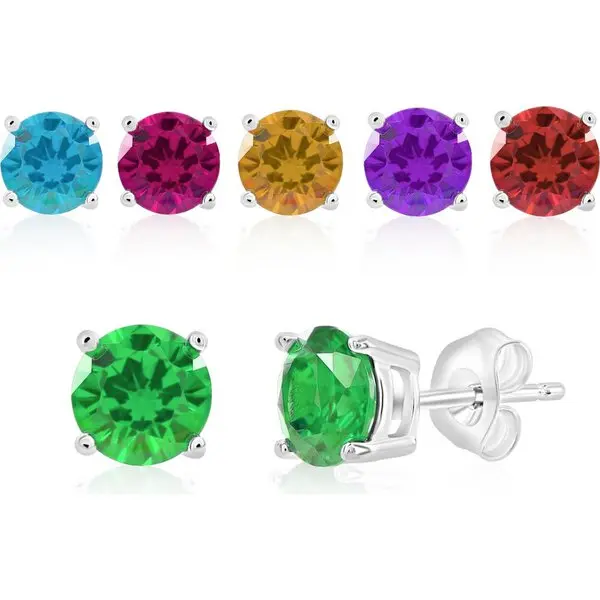 DONATELLO GIAN Name' Sterling Created Gemstone Stud Earrings - Silver