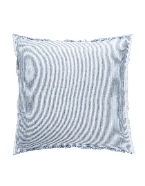 Anaya Soft Fringe Linen Pillow With Down Alternative Insert - Blue