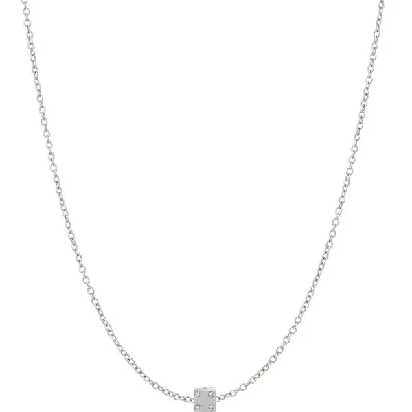 Adina Reyter Diamond Dice Bead Necklace - Silver