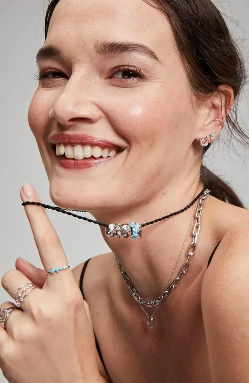 Adina Reyter Turquoise & Diamond Horseshoe Charm - Silver