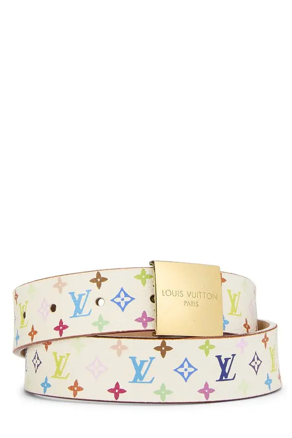LOUIS VUITTON Takashi Murakami X Monogram Multicolore Ceinture 70 - White