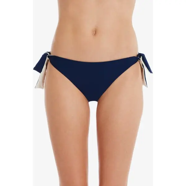 Helen Jon Reversible Tie Hipster Bikini Bottom - Navy Ivory