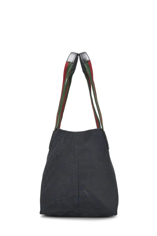 Gucci Gg Canvas Web Soft Zip Tote - Black